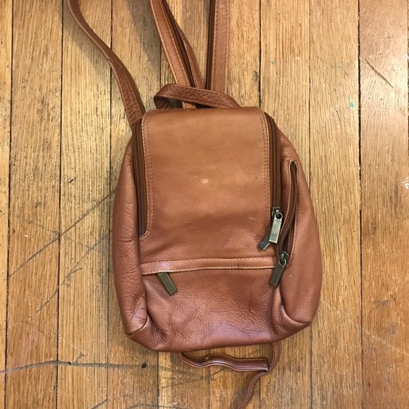 Bags | Vintage Authentic Leather Mini Backpack | Poshmark